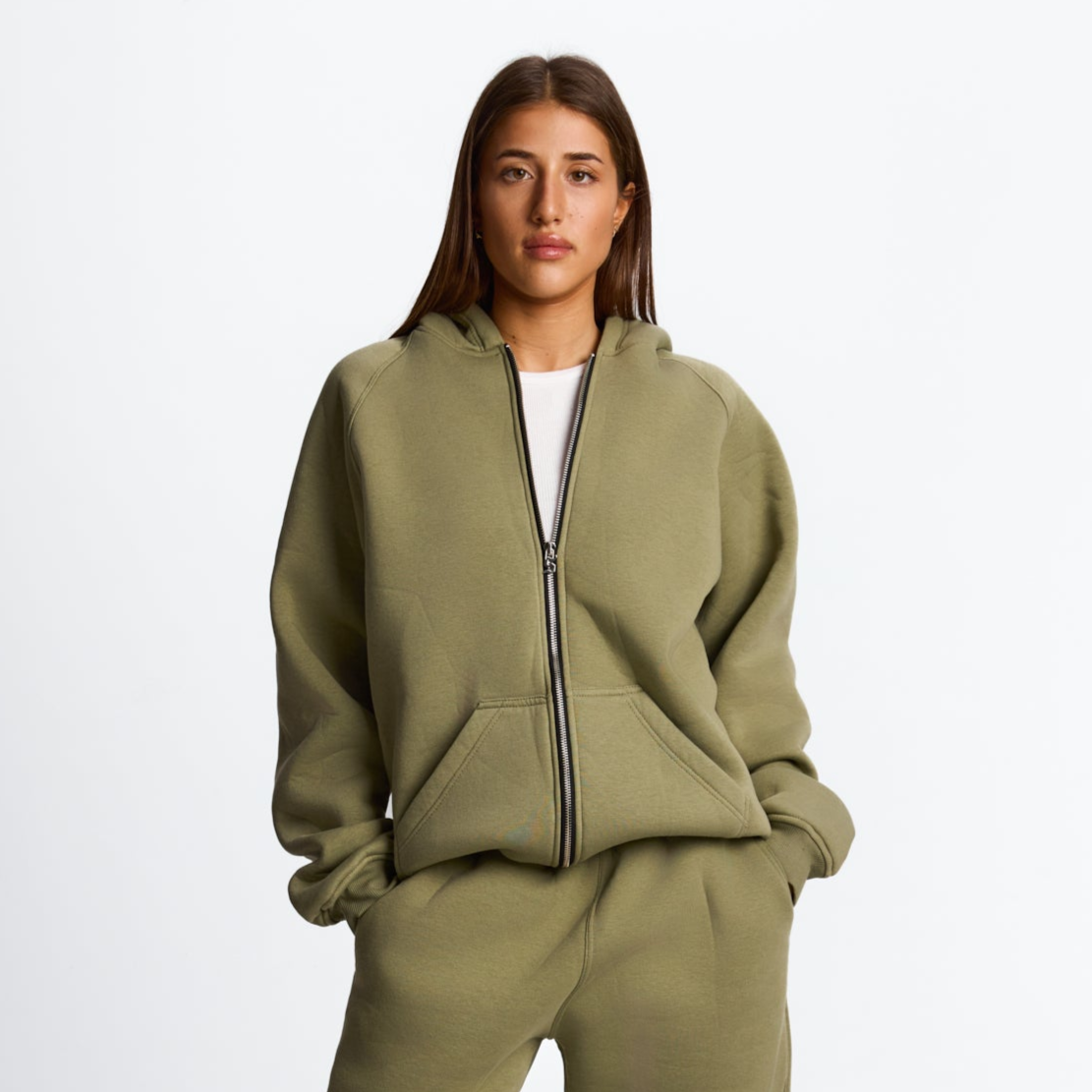 Women Matcha Green Zipper Hoodie – southsidelabel.com
